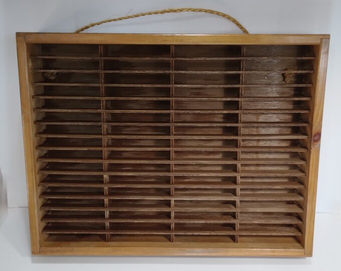 64 Slot Tape Cassette Wood Rack Wall Hanging Storage Display 19x15 ...