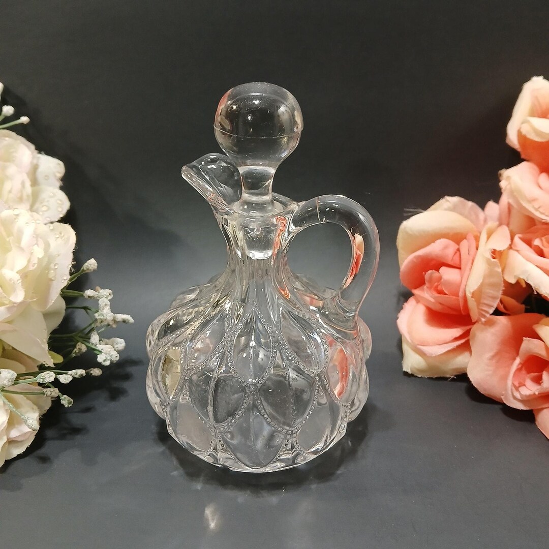 Antique Oil Cruet & Stopper by Fostoria Glass Co., Frisco Clear Pattern ...
