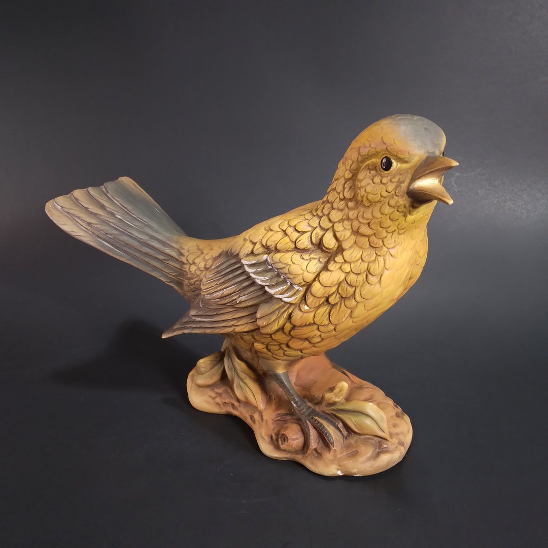 Large Porcelain Gold Finch Bird Figurine | Vintage Bisque Goldfinch ...