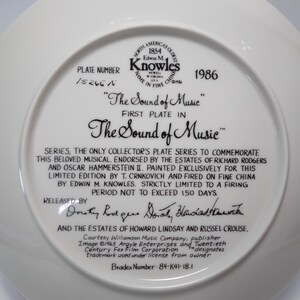 1986 the Sound of Music Collectible Wall Plate, Edwin M. Knowles Fine ...