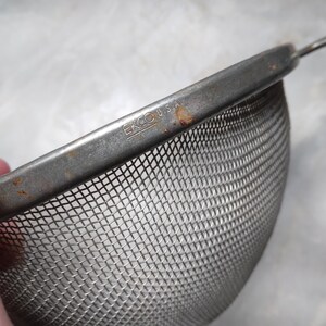 Vintage Primitive Ecko Black Corn Cob Handle Sieve Strainer Metal Mesh ...