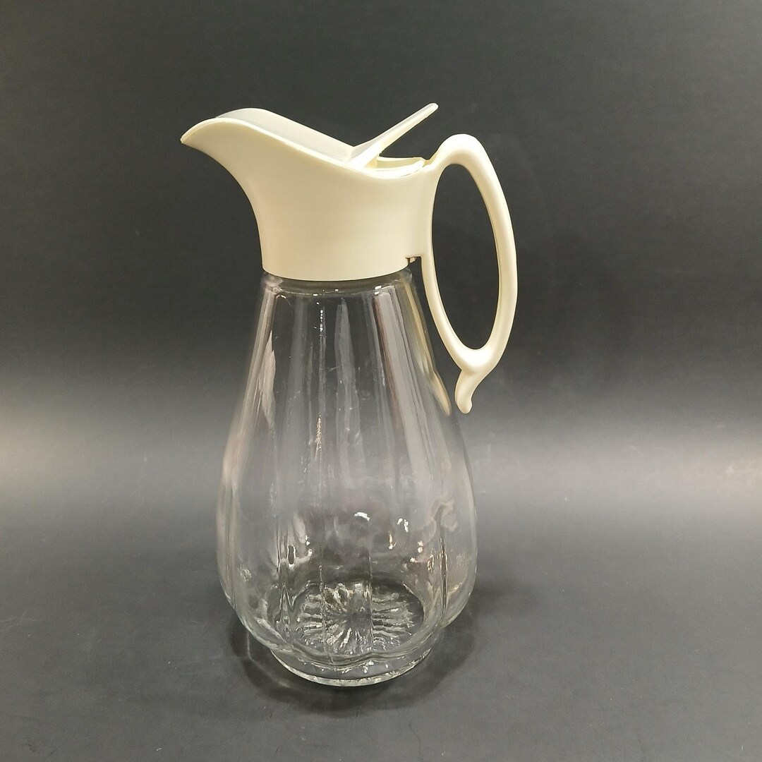 Vintage Anchor Hocking Log Cabin Maple Syrup Clear Glass Pitcher With ...