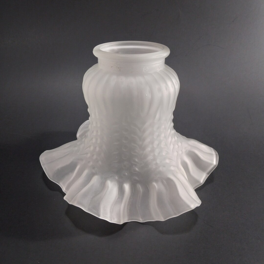 1 Frosted Satin Glass Lamp Shade | Vintage 1970s Bell Shape Pendant ...