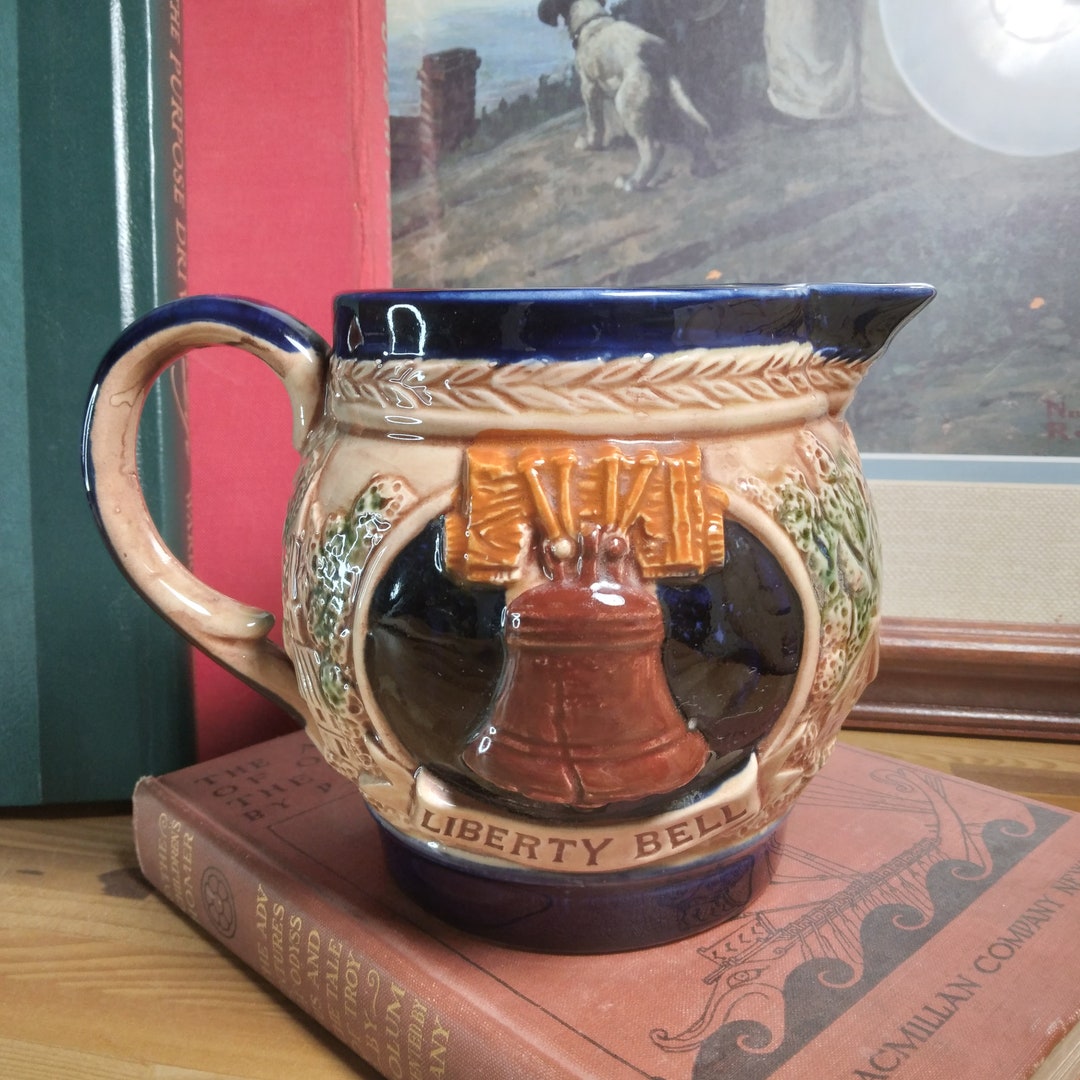 Ceramic Stein Style Pitcher Jug or Vase With Handle Vintage Embossed ...