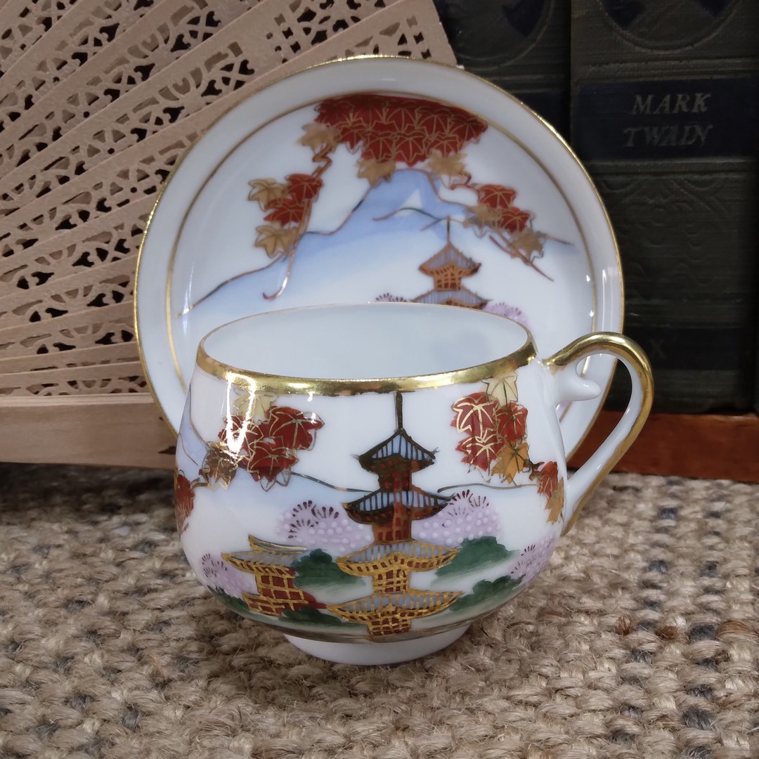 Mini Tea Cup & Saucer Set | Thin Vintage Japanese Porcelain | Shinto ...
