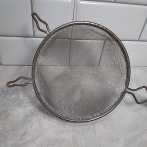 Vintage Primitive Ecko Black Corn Cob Handle Sieve Strainer Metal Mesh ...