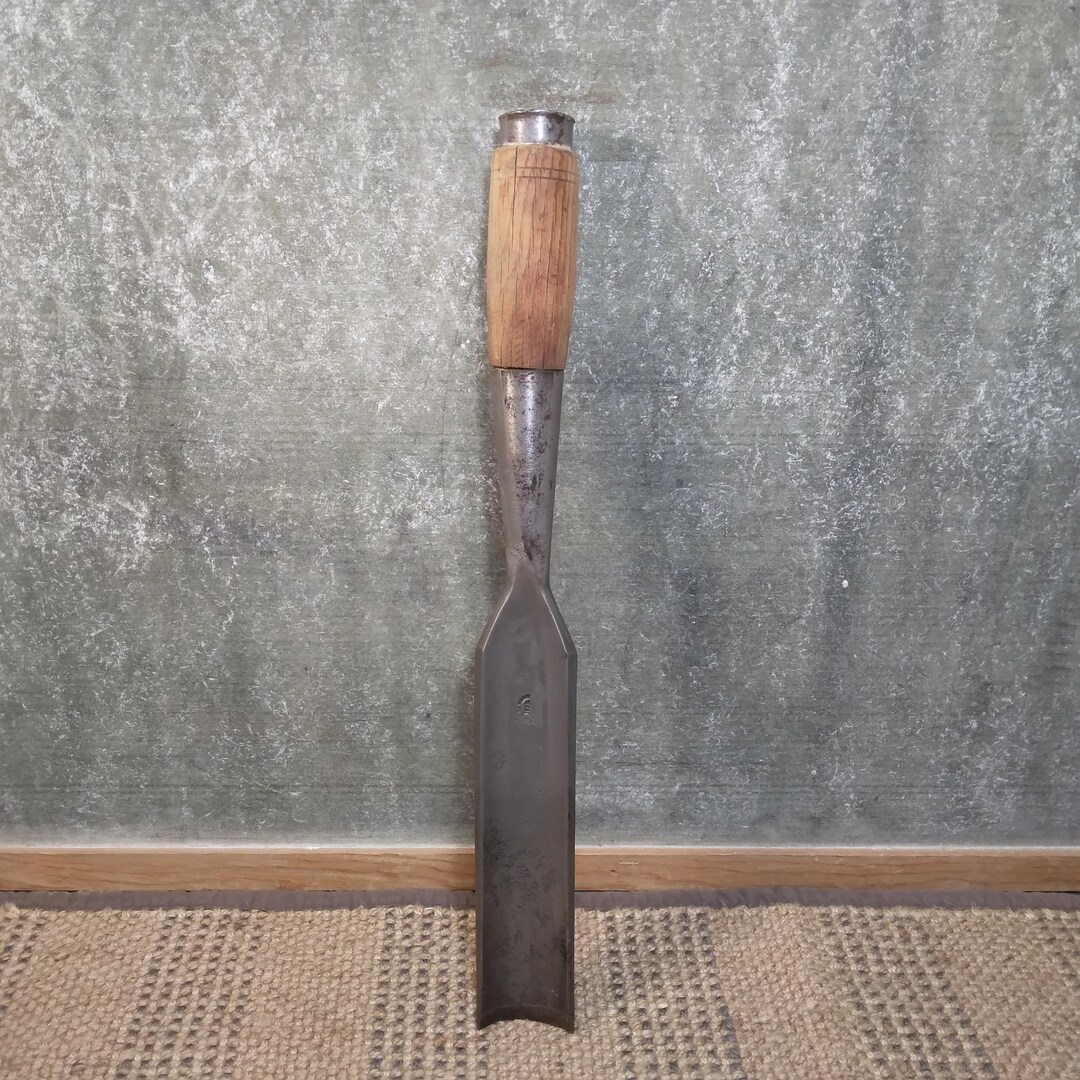 DR Barton Antique 1.75" Curved Gouge Timber Chisel, 16.25" Long Wood Handle Vintage Primitive ...