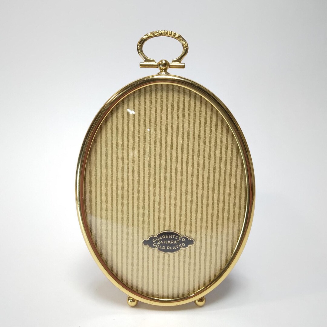 Small Oval Bubble Glass Footed 24k Gold Plated 4.25x3.25" Victorian ...