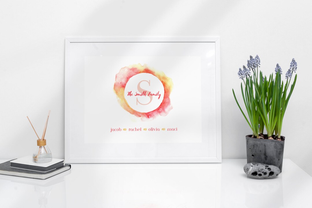 Customizable Watercolor Family Name Wall Art Print Frame - Etsy