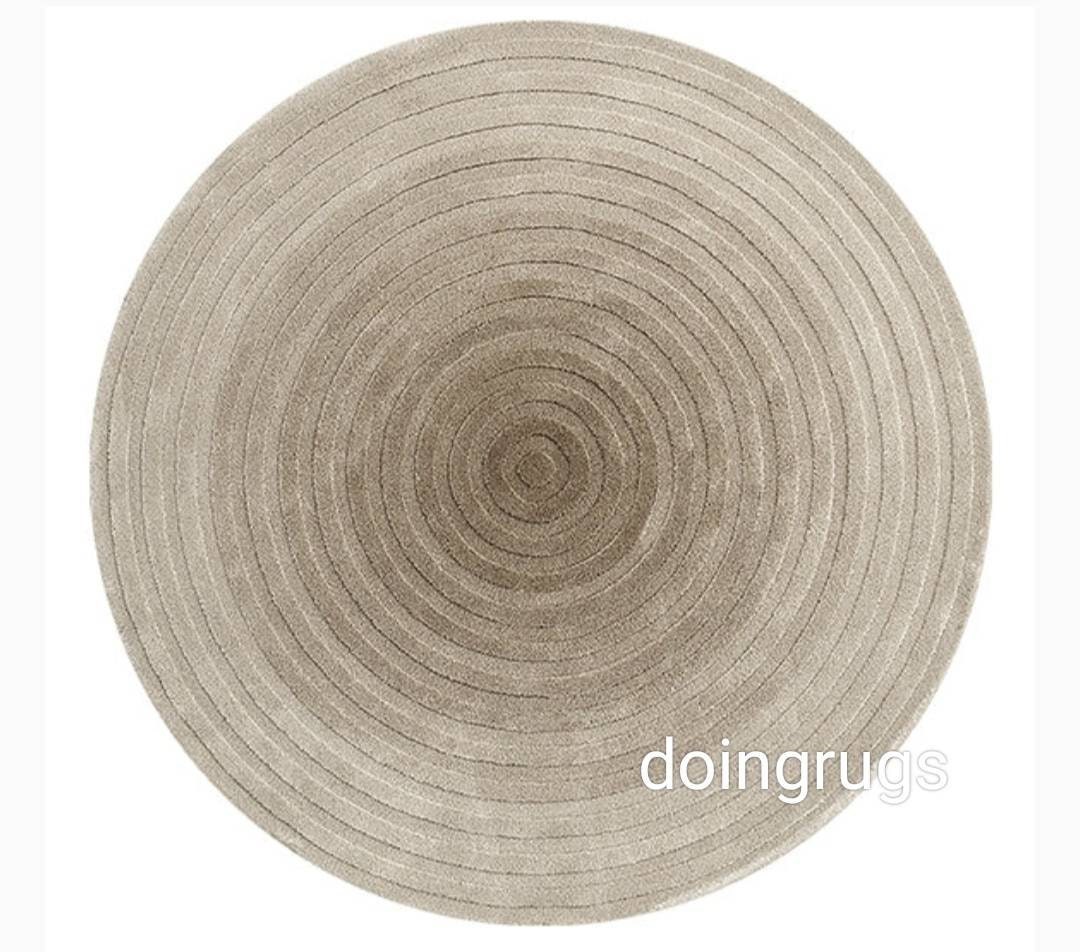 Neutral Grey Round Shape Handtufted Rug,pastel Beige Premium Quality ...
