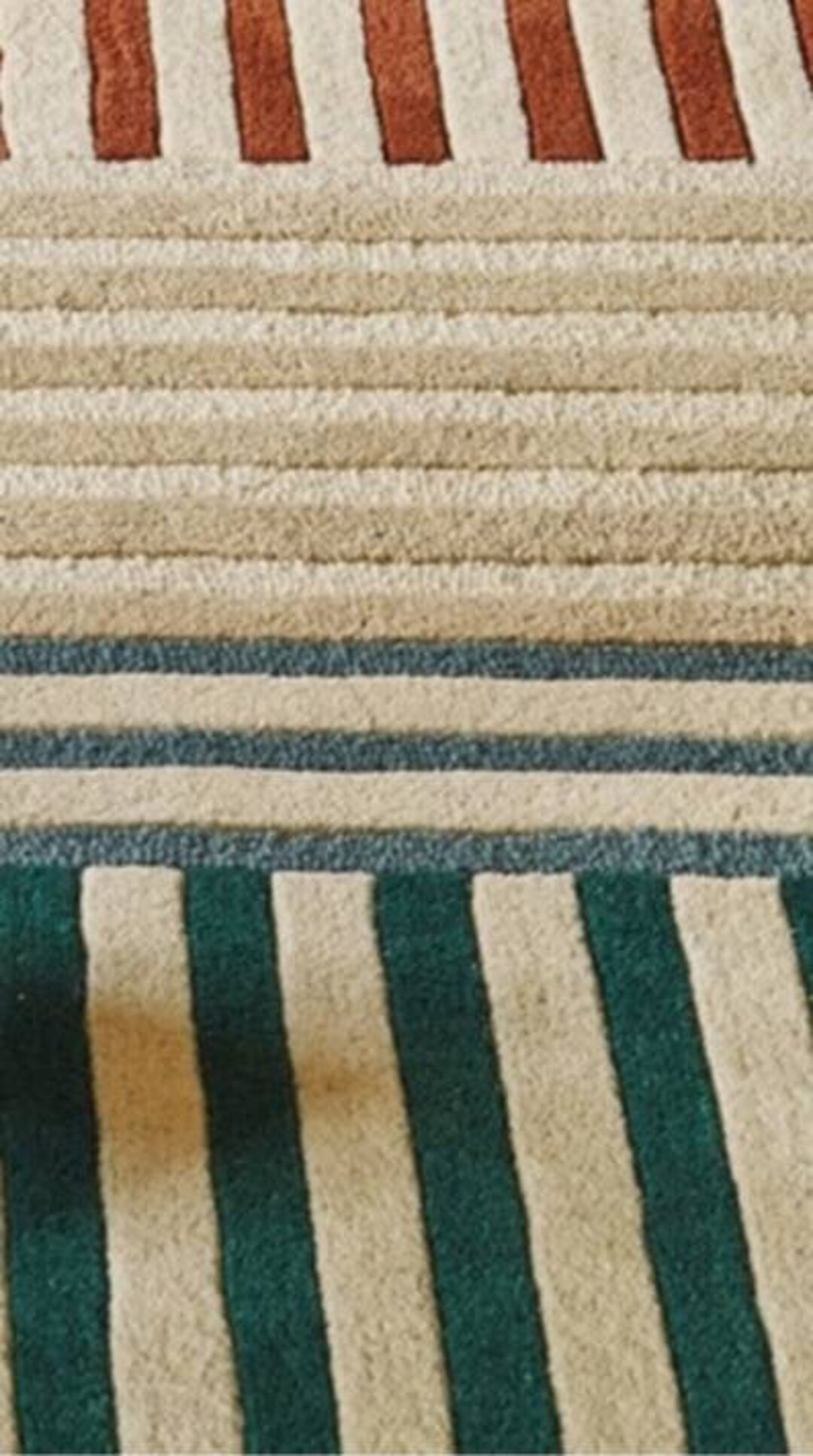 Mid Century Modern Rug, Geometric Stripes Wool Rug, Asymmetric Rug ...