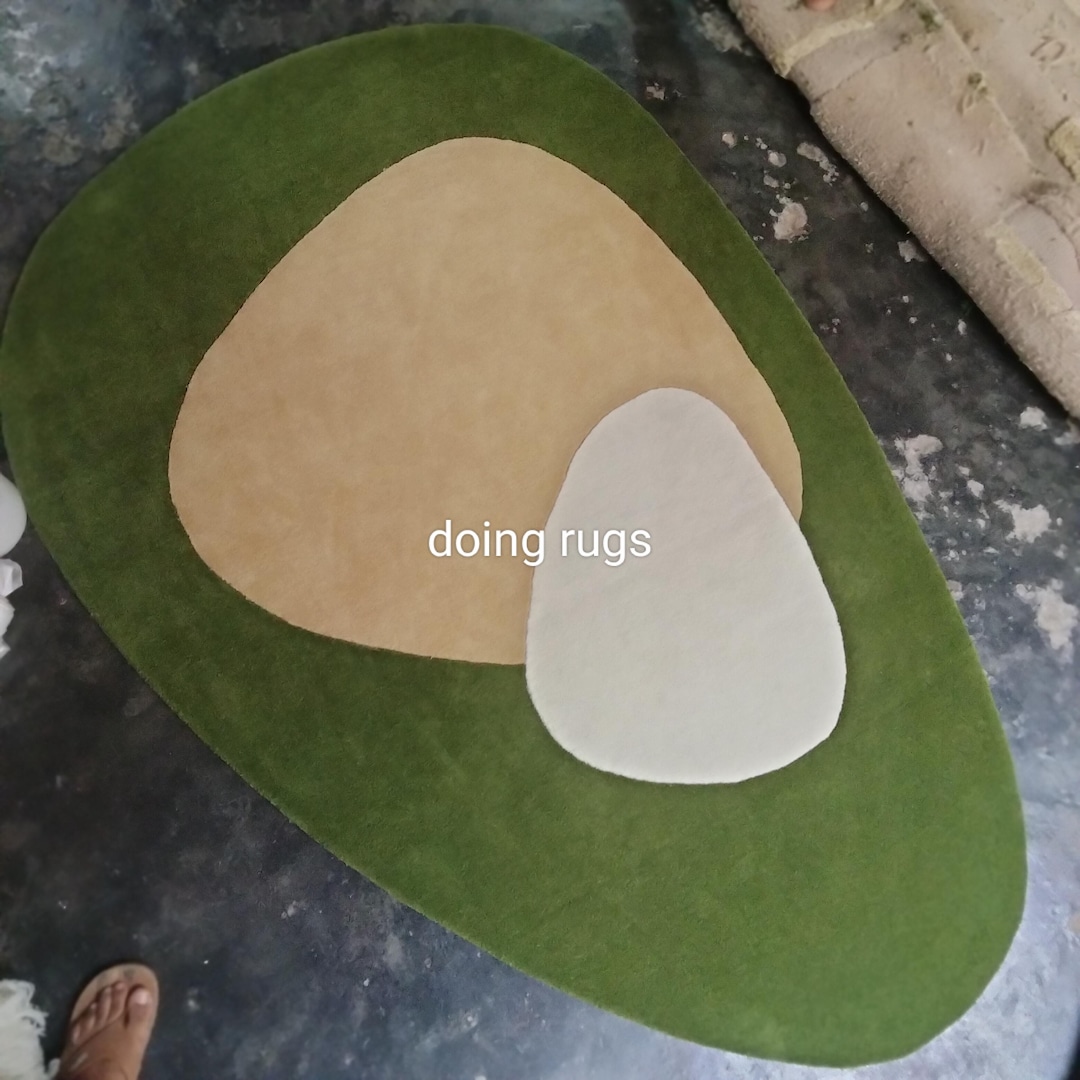 Oval Shape Green Rug Premium Quality Designer Rug Soft Newzealand Wool ...