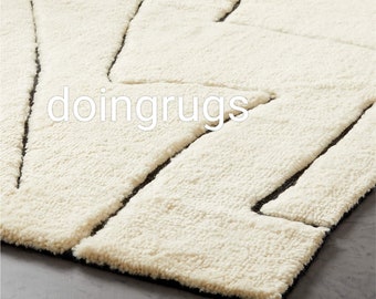 Handmade White Checkered Area Rug for Living Room Bedroom - Etsy