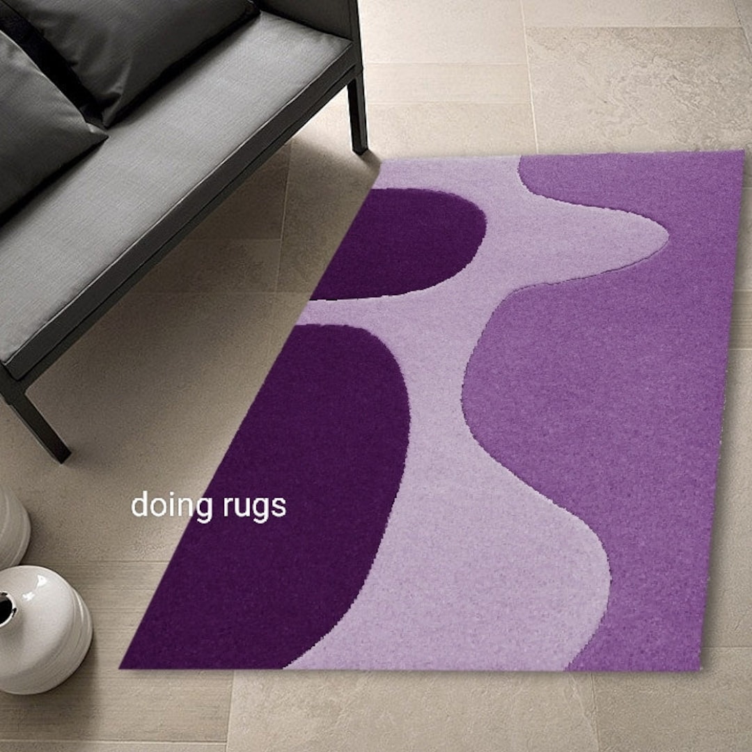 Modern Abstract Purple Rug,premium Quality Handmade Wool Area Rug for ...