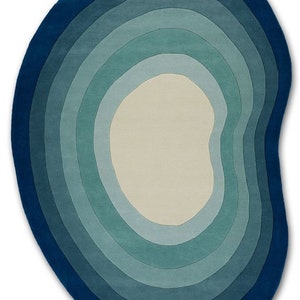 Kidney Shape Vibrant Rug Premium Quality Designer Non Shedding Wool ...