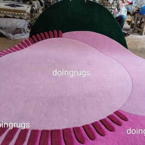 Irregular Shape Handtufted Rug, Modern Abstract Soft Wool Area Rug for ...