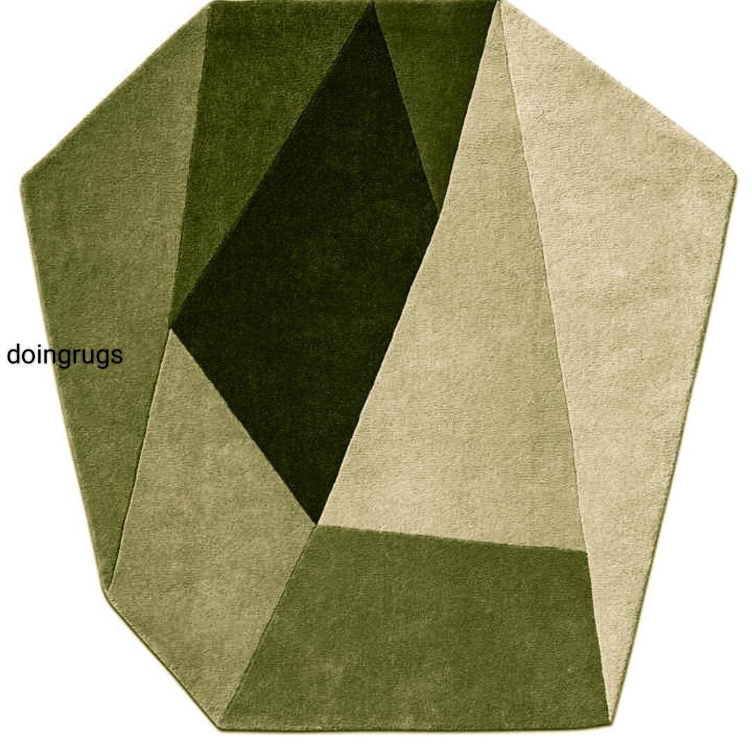 Green Geometric Modern Rug, Abstract Rug, Irregular Rug, Premium ...