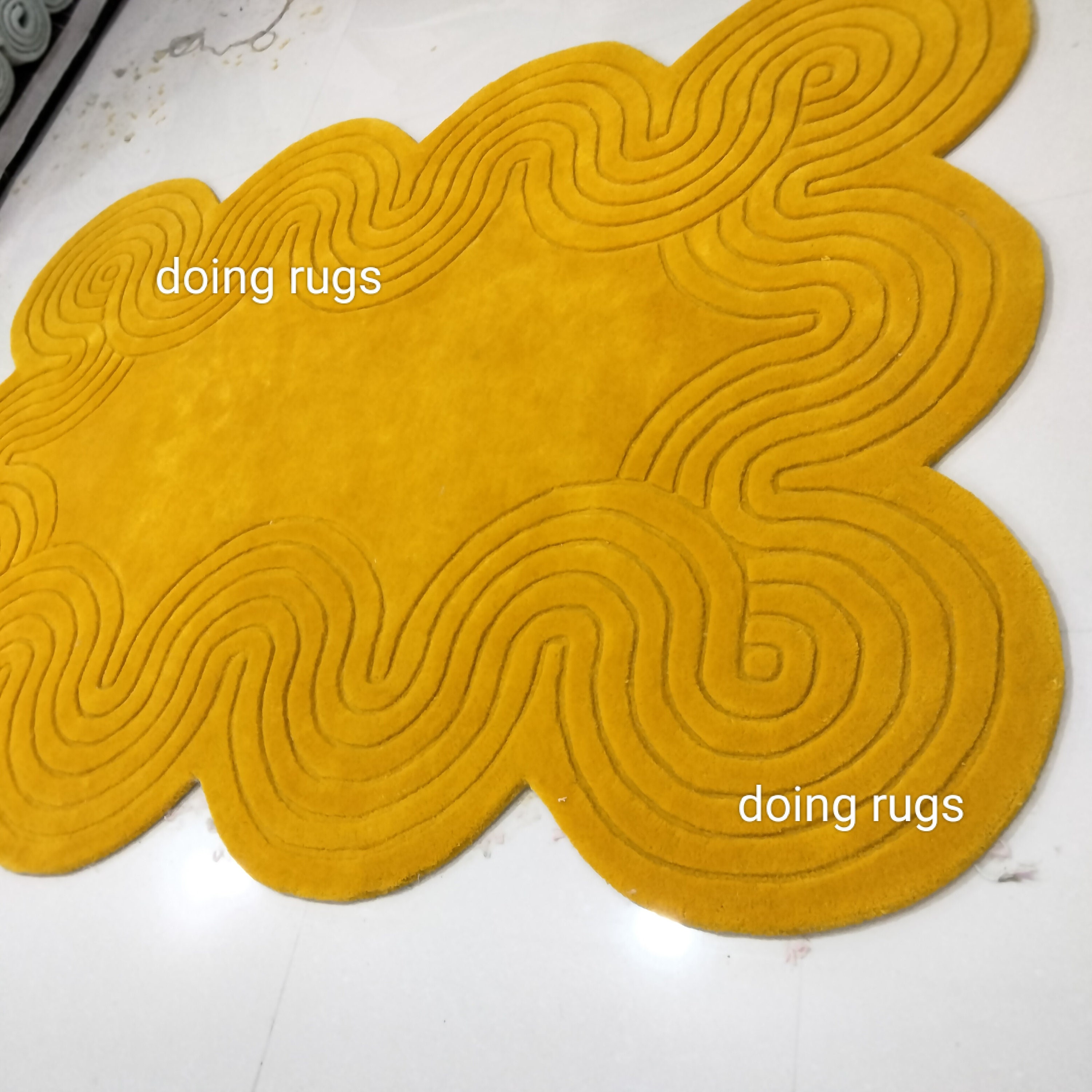 Irregular Shape Mustard Yellow Wavy Rug Designer Handtufted - Etsy