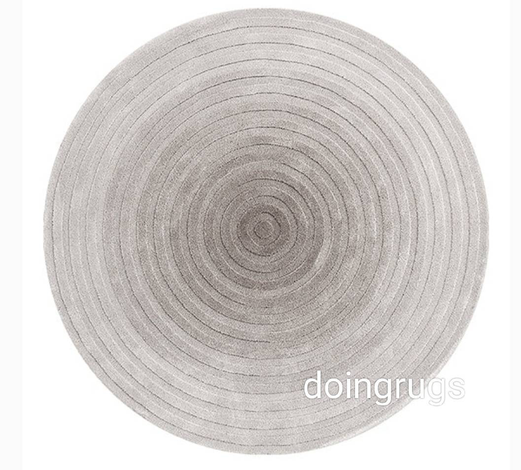 Neutral Grey Round Shape Handtufted Rug,pastel Beige Premium Quality ...