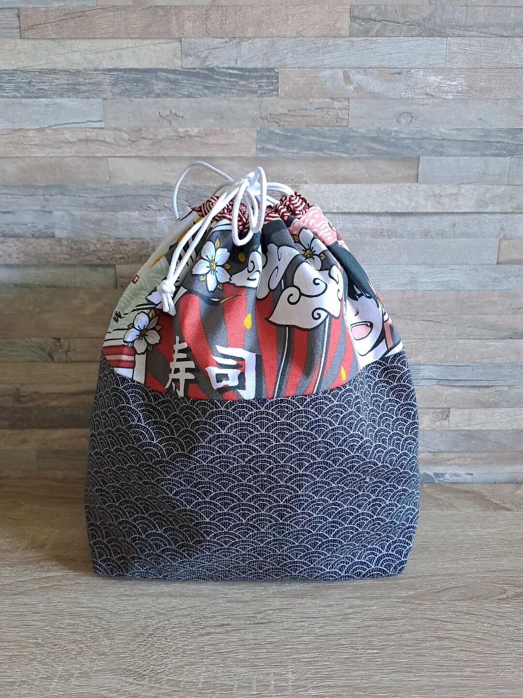 Large Drawstring Bag in Japanese Fabric - Etsy