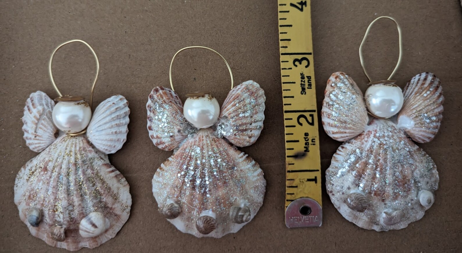 Set of Three Holiday Hand Made Sea Shell Angel Ornaments Set 4 - Etsy