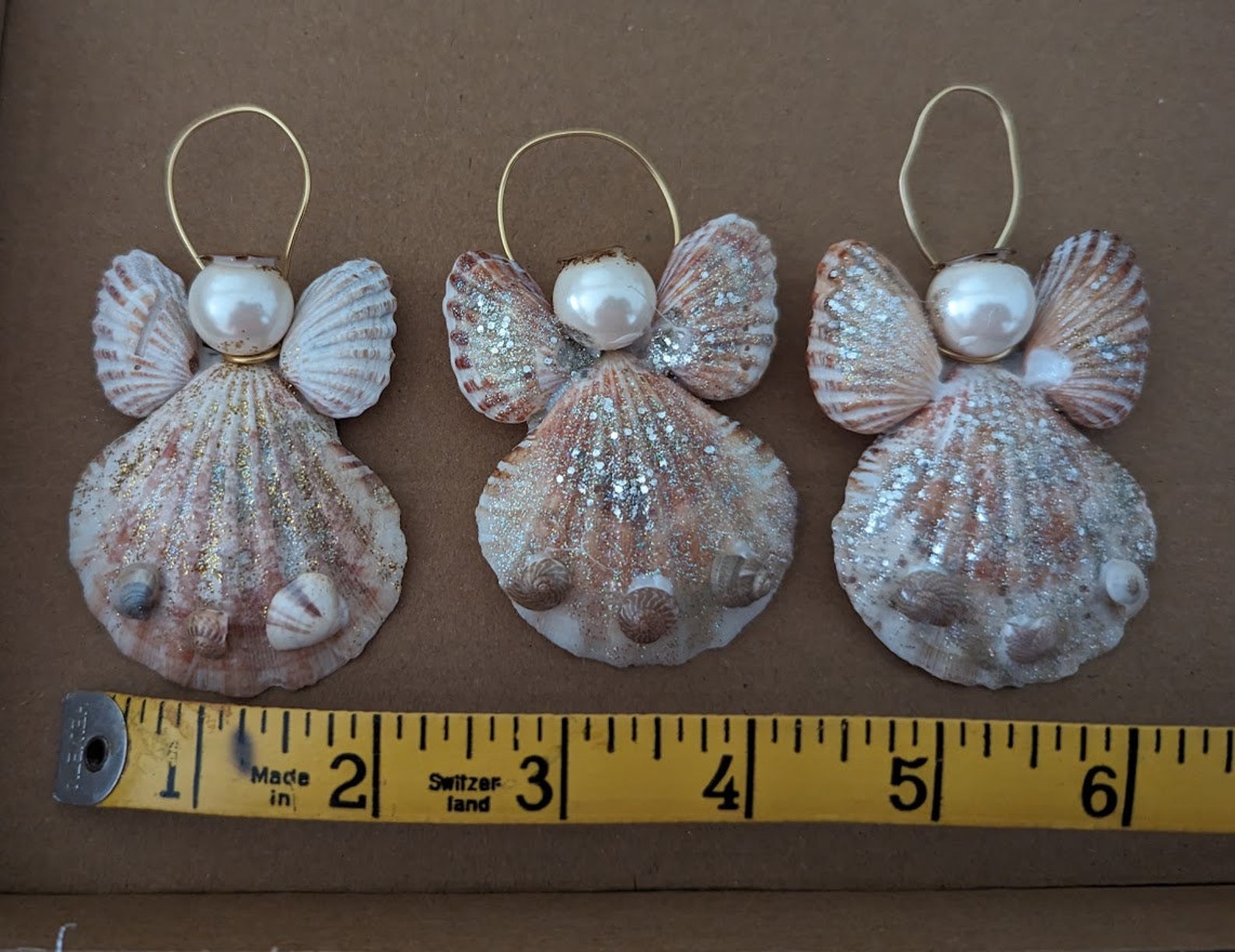 Set of Three Holiday Hand Made Sea Shell Angel Ornaments Set 4 - Etsy
