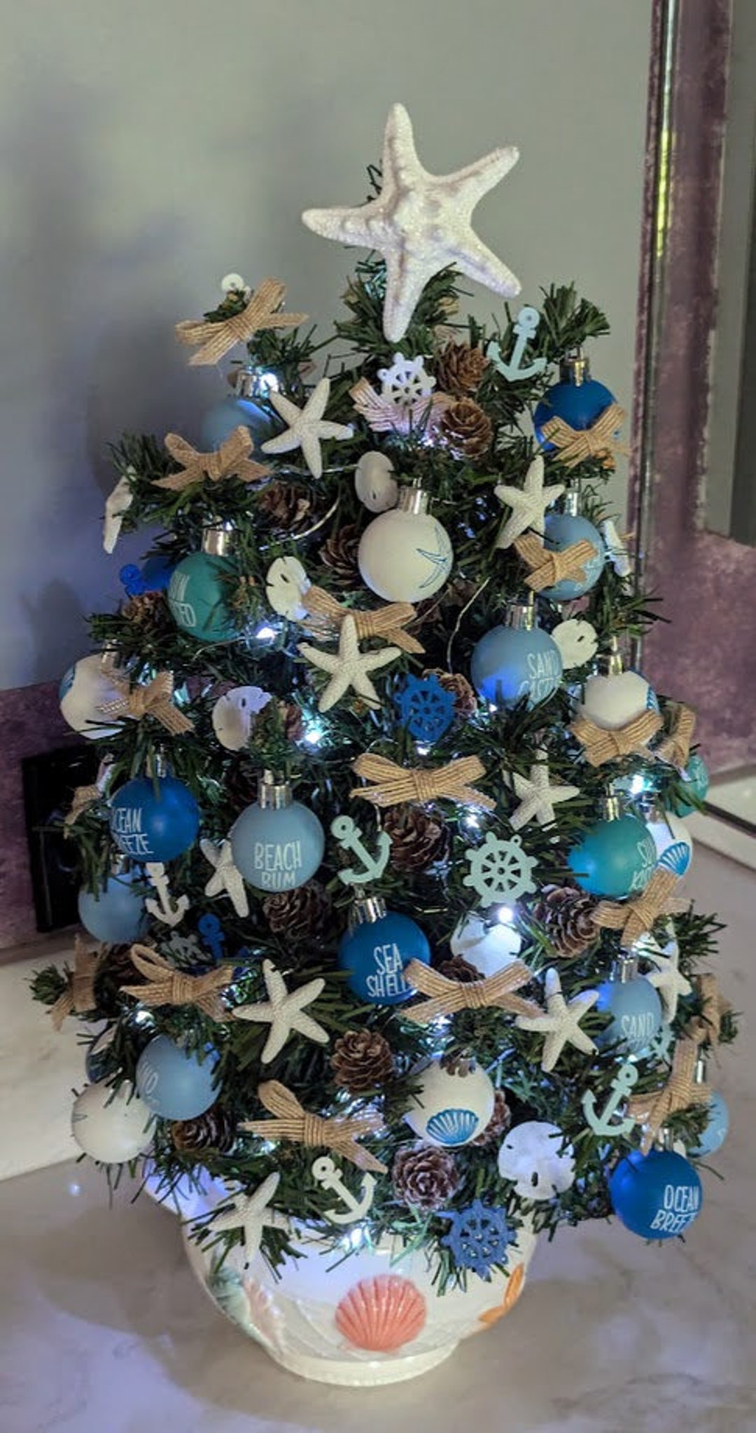 Coastal Beach Fully Decorated Tree With Coastal Beachy Theme christmas ...