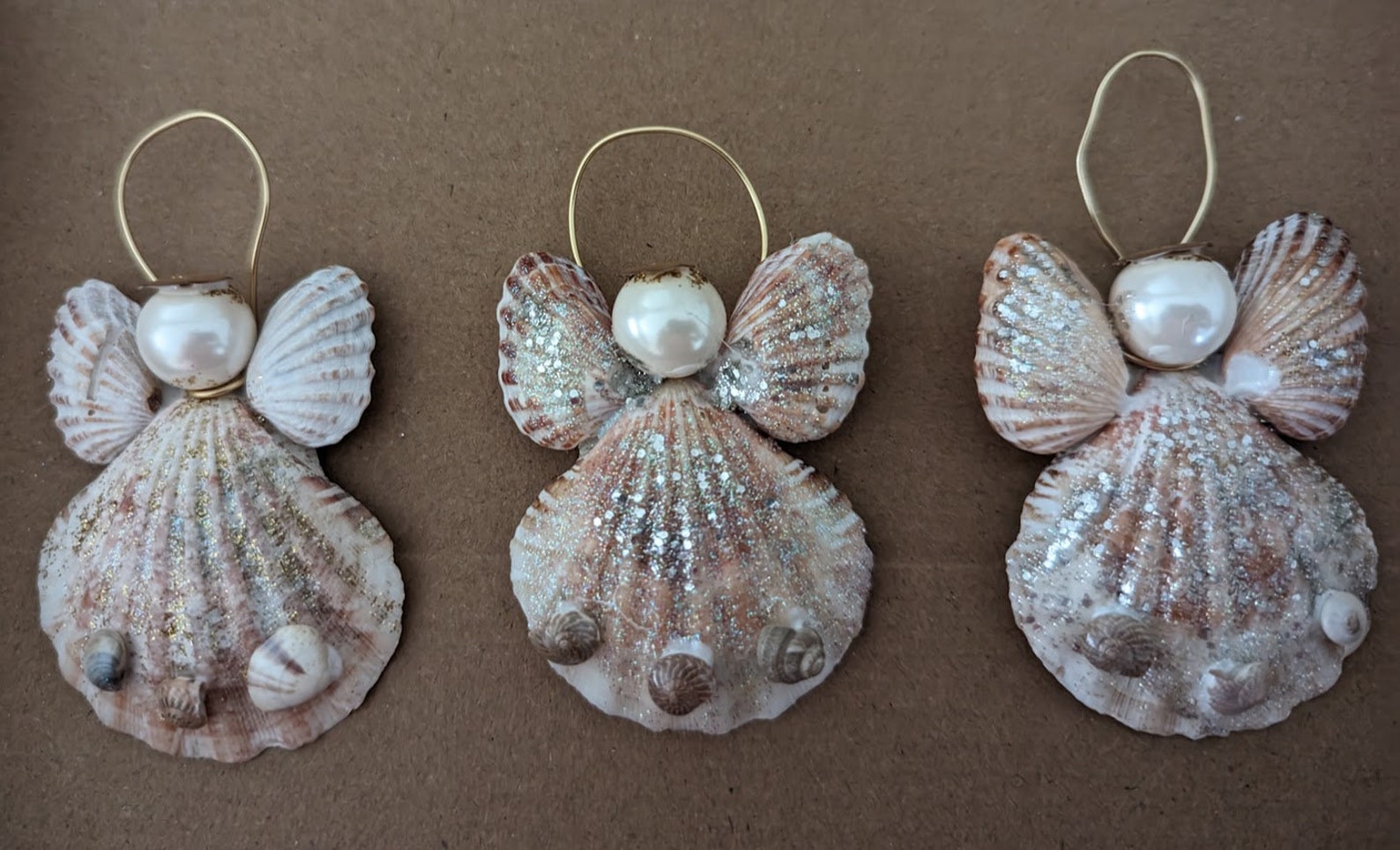 Set of Three Holiday Hand Made Sea Shell Angel Ornaments Set 4 - Etsy