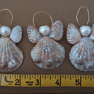 Set of Three Holiday Hand Made Sea Shell Angel Ornaments Set 4 - Etsy