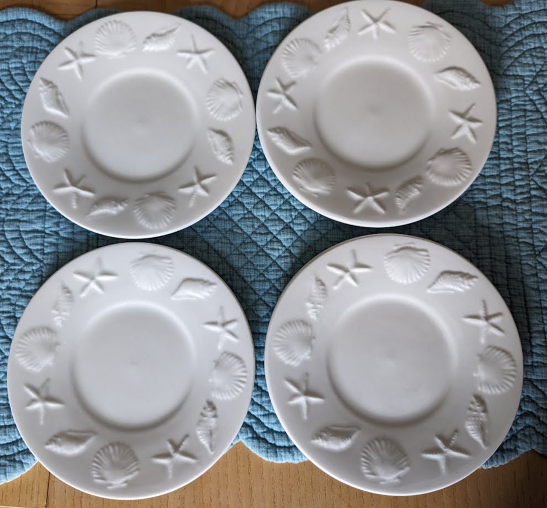 Set of Four Tabletops Unlimited 6 Inch Plates With Sea Shells Dessert ...