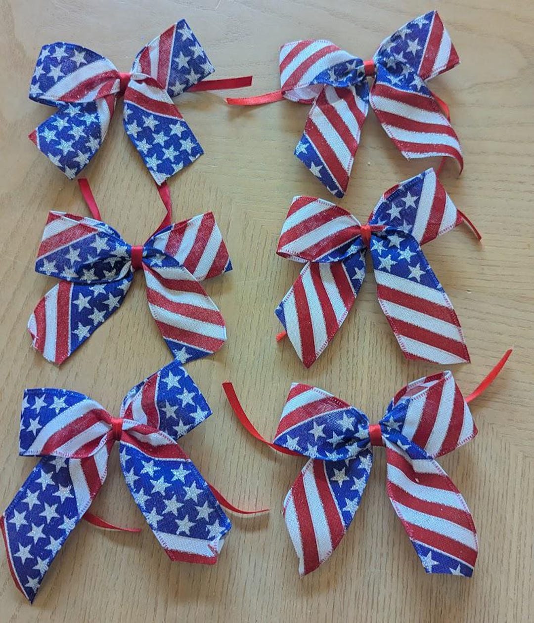 Patriotic Bows Set of Six - Red White and Blue Stars and Stripes Bows ...