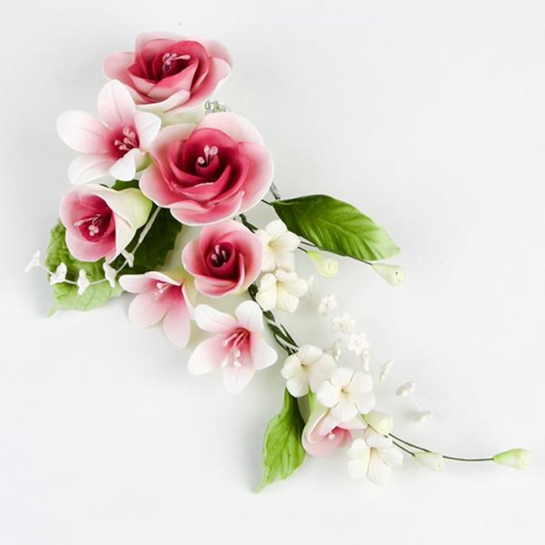 Mixed Sprays Sugar Flower Cake Topper | Handmade Gum Paste Sugar ...