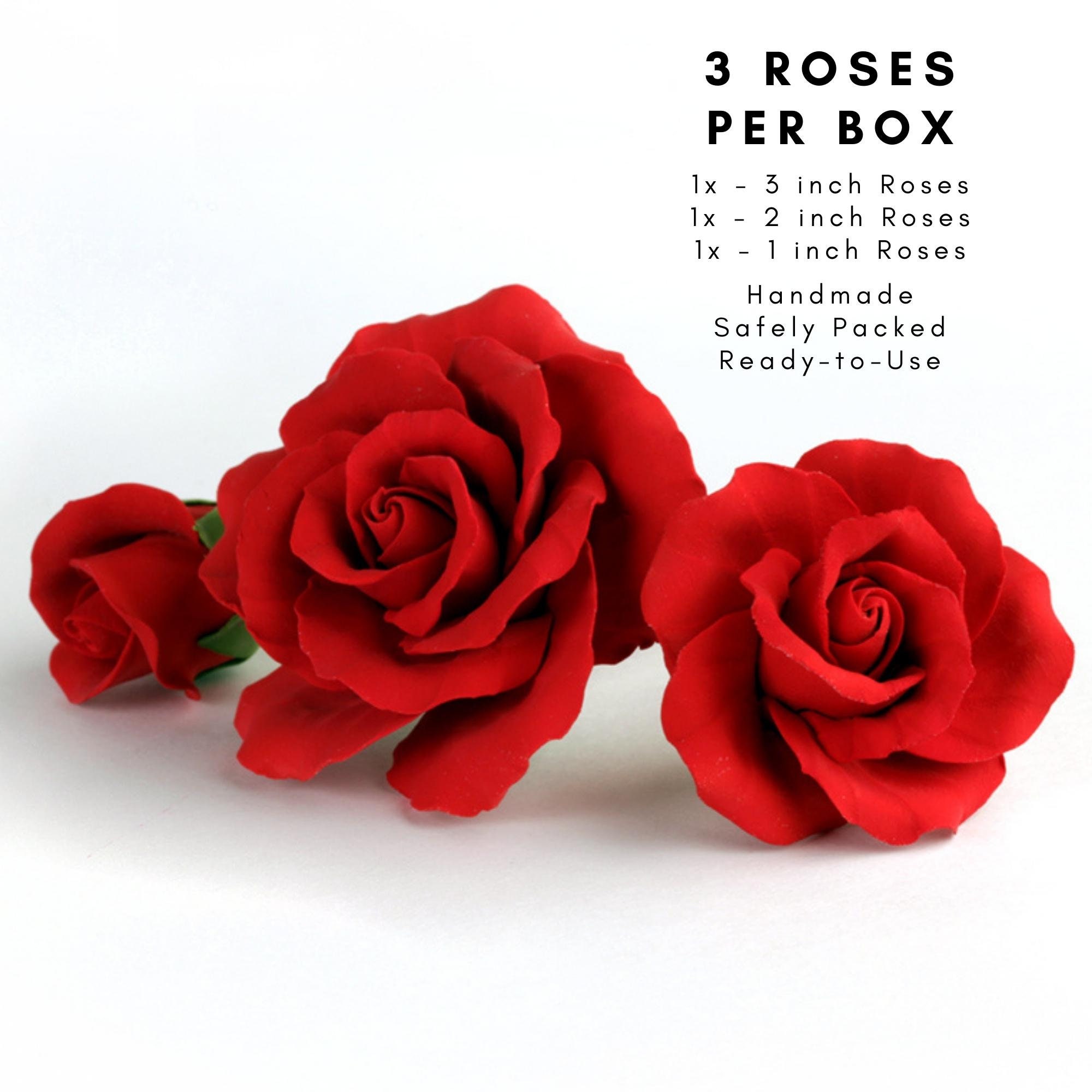 Red Rose Sugar Flower Cake Topper Assorted Size Gum Paste - Etsy