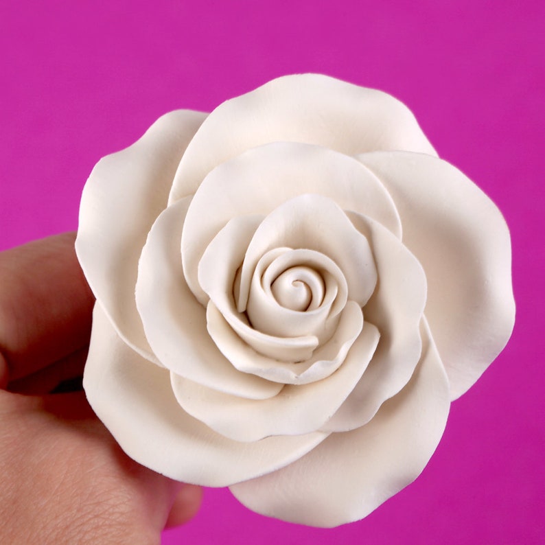Large White Rose Sugar Flower Cake Topper | Gum Paste Flowers for Cake ...