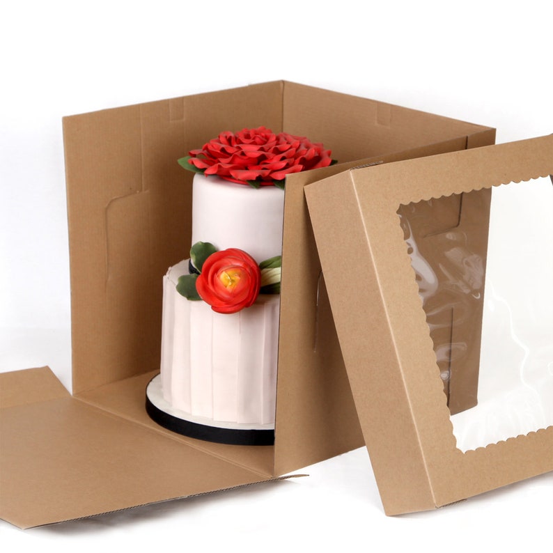 Extra Tall Window Cake Box (3 Pack) | Kraft Brown Professional ...