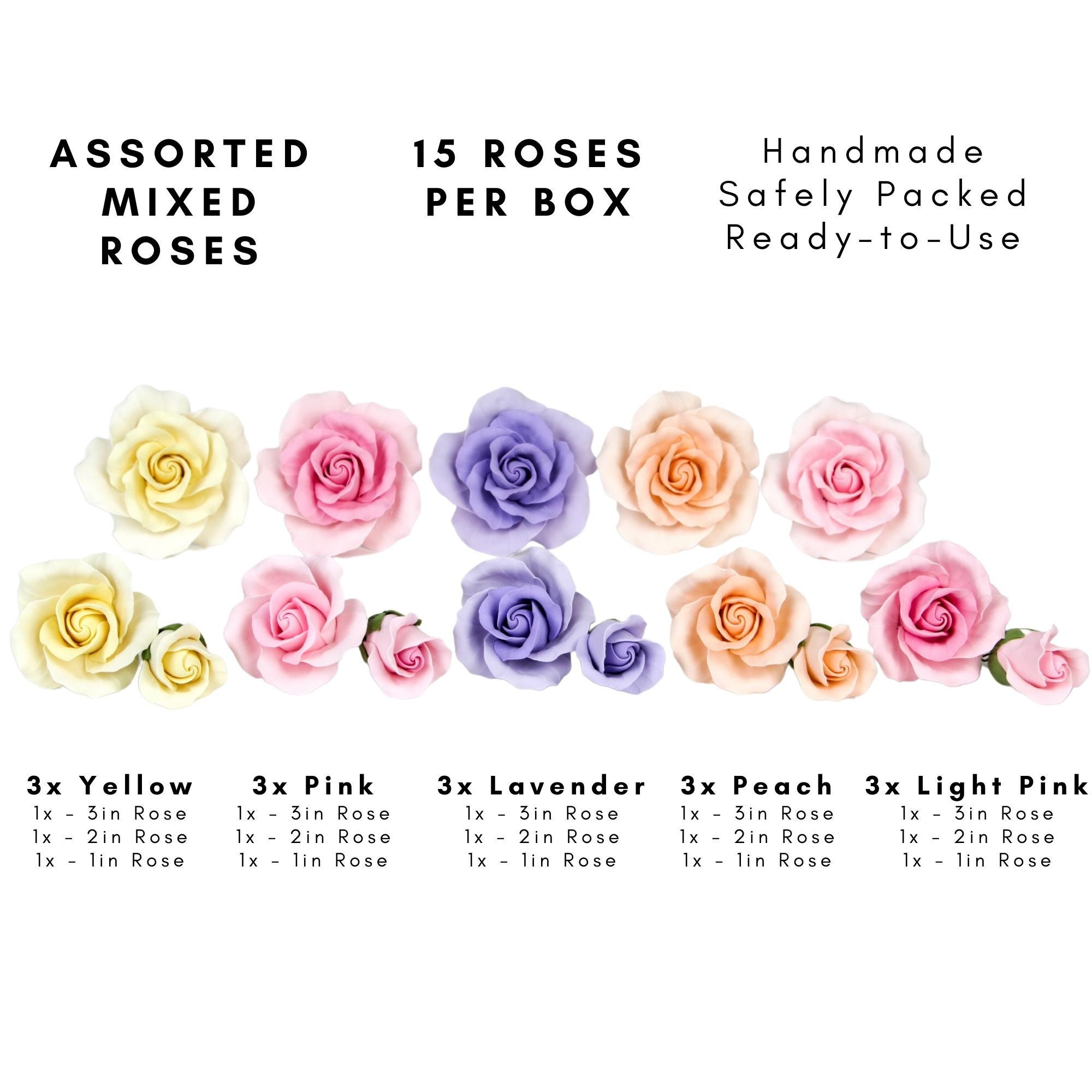 Mixed Rose Sugar Flower Cake Topper Assorted Size Gum Paste - Etsy