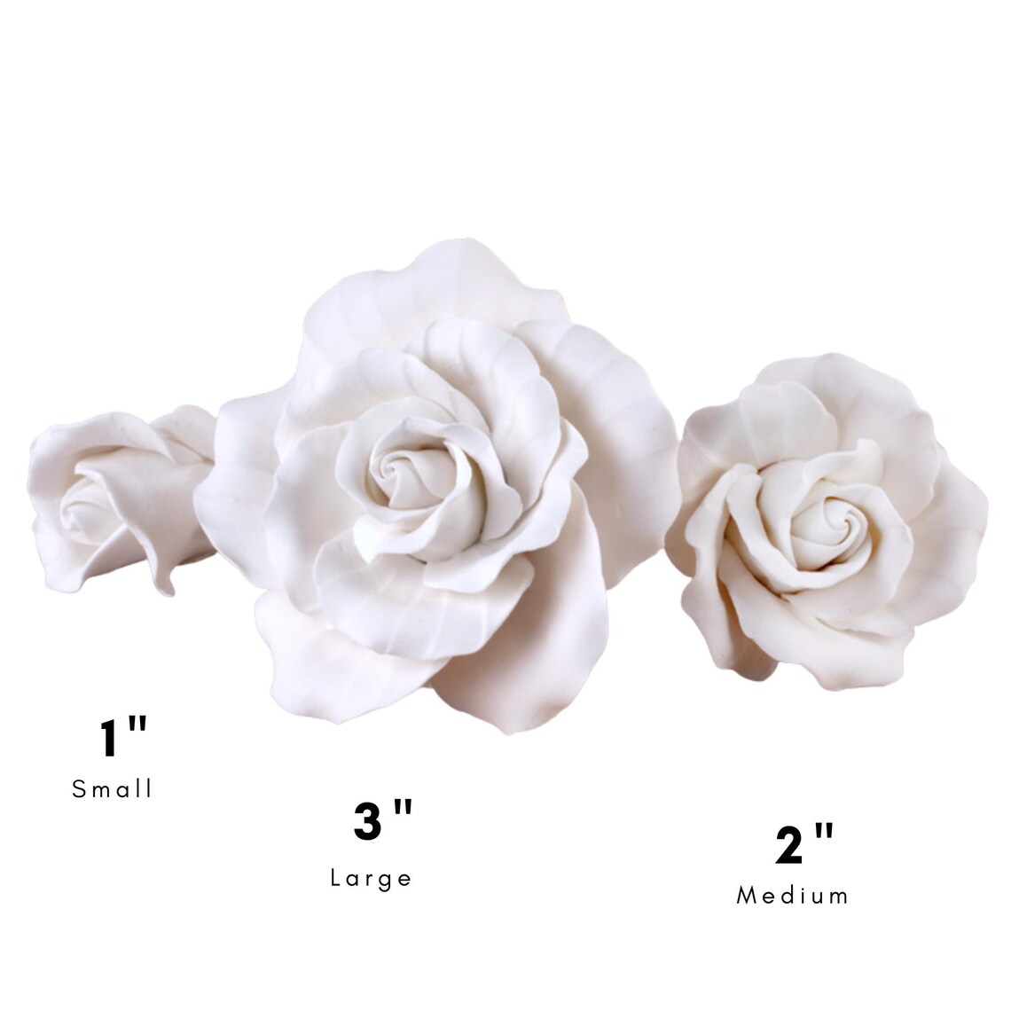 White Rose Sugar Flower Cake Topper | Assorted Size Gum Paste Flower ...