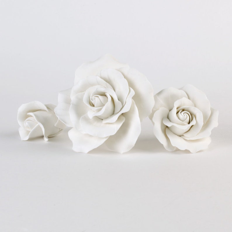 White Rose Sugar Flower Cake Topper Assorted Size Gum Paste - Etsy