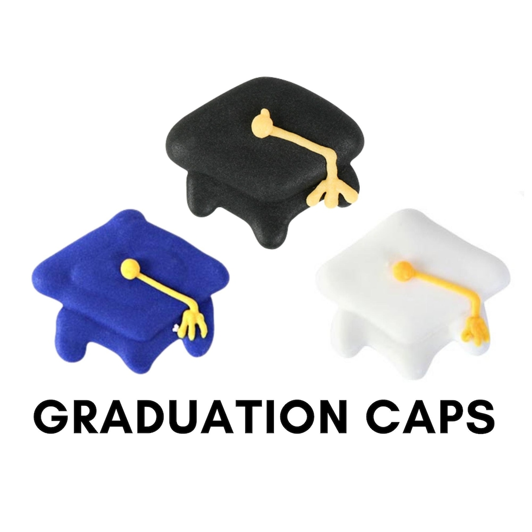 Edible Royal Icing Toppers - Graduation Cap Edible Toppers (bulk) Ready ...