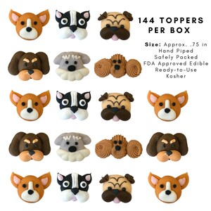 Icing Toppers - Puppy Dog Head Royal Icing Toppers (bulk) Ready-to-use ...