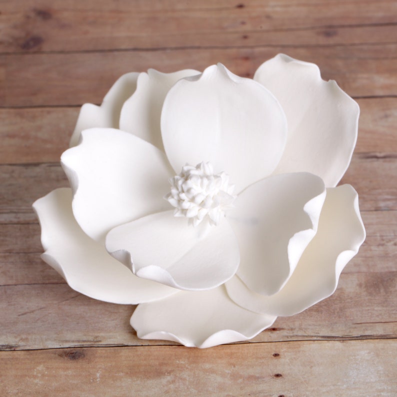 White Magnolia Sugar Flower Cake Topper | 4.5 Inch Gum Paste Flower for ...