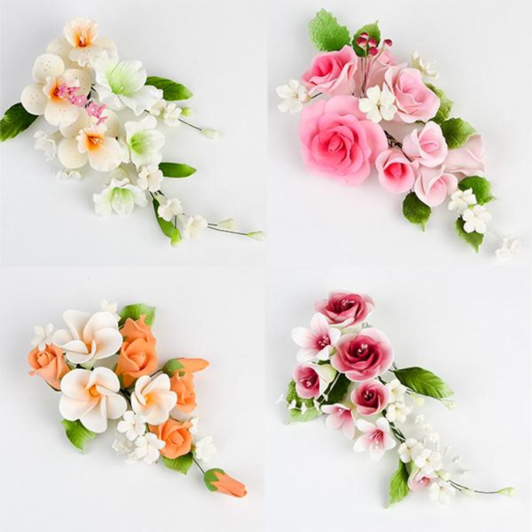 Mixed Sprays Sugar Flower Cake Topper | Handmade Gum Paste Sugar ...