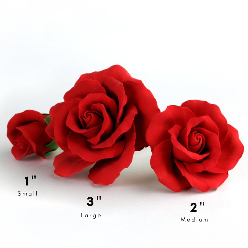 Red Rose Sugar Flower Cake Topper | Assorted Size Gum Paste Flower for ...