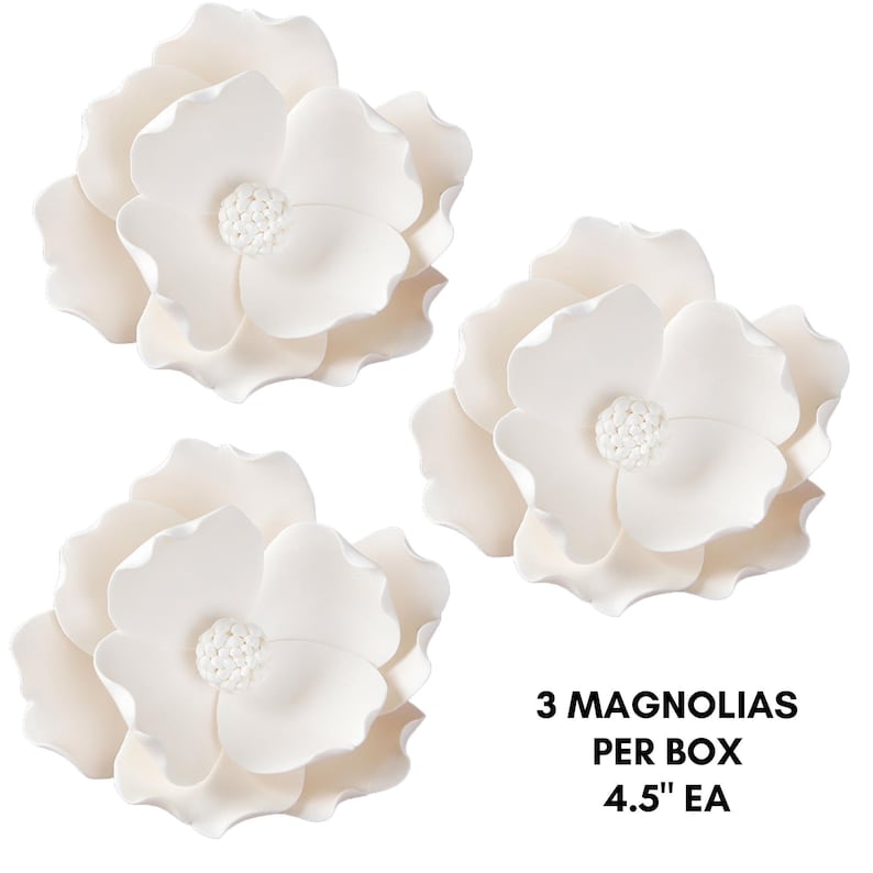 White Magnolia Sugar Flower Cake Topper | 4.5 Inch Gum Paste Flower for ...