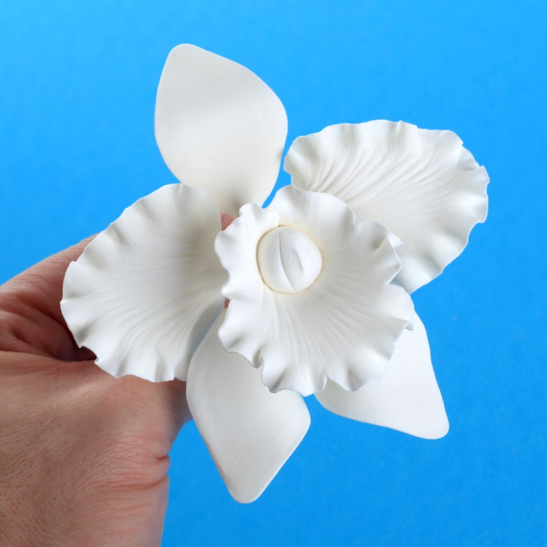 White Orchid Sugar Flower Cake Topper | Gum Paste Flowers for Cake ...