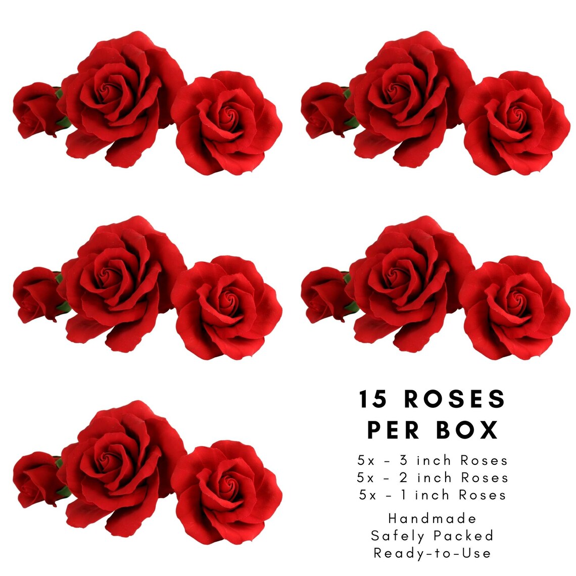 Red Rose Sugar Flower Cake Topper Assorted Size Gum Paste - Etsy