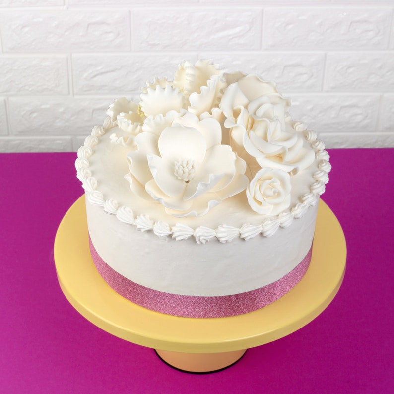 White Magnolia Sugar Flower Cake Topper | 4.5 Inch Gum Paste Flower for ...