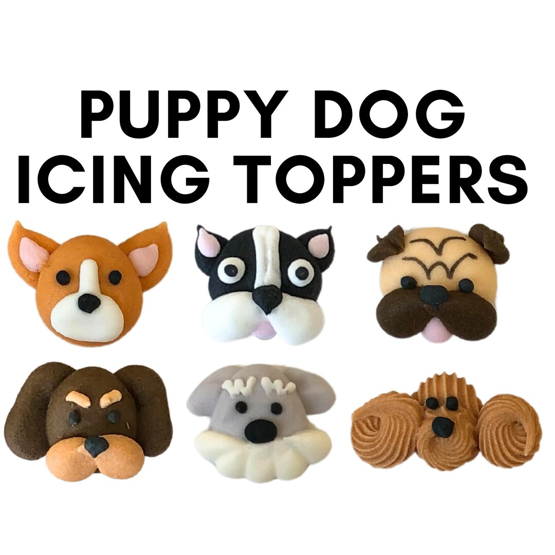 Icing Toppers - Puppy Dog Head Royal Icing Toppers (bulk) Ready-to-use ...