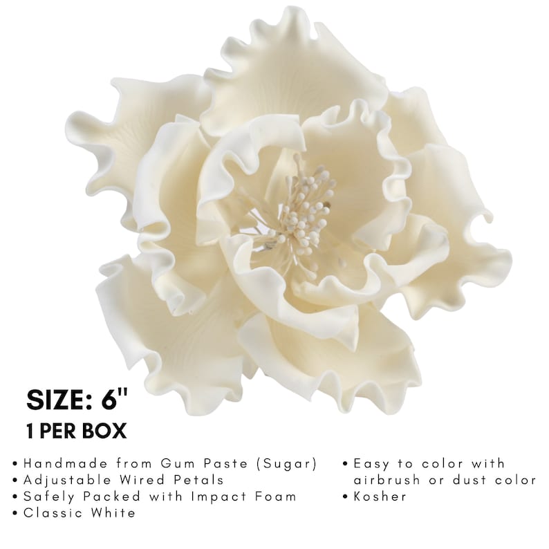 Extra Large White Peony Sugar Flower Cake Topper 4.5 Inch | Etsy