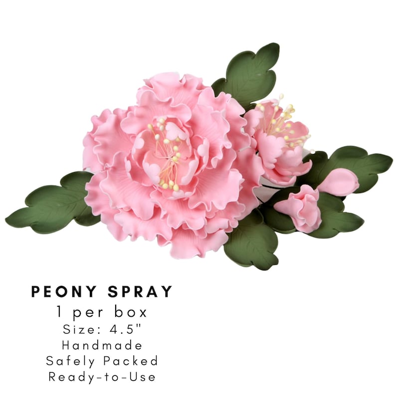 Pink Peony Sugar Flower Cake Topper | Assorted Size Gum Paste Flower ...